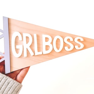 Girl Boss Pennant Sign, Pennant Banner, Girls Mini Shelf Decor, Wooden ...