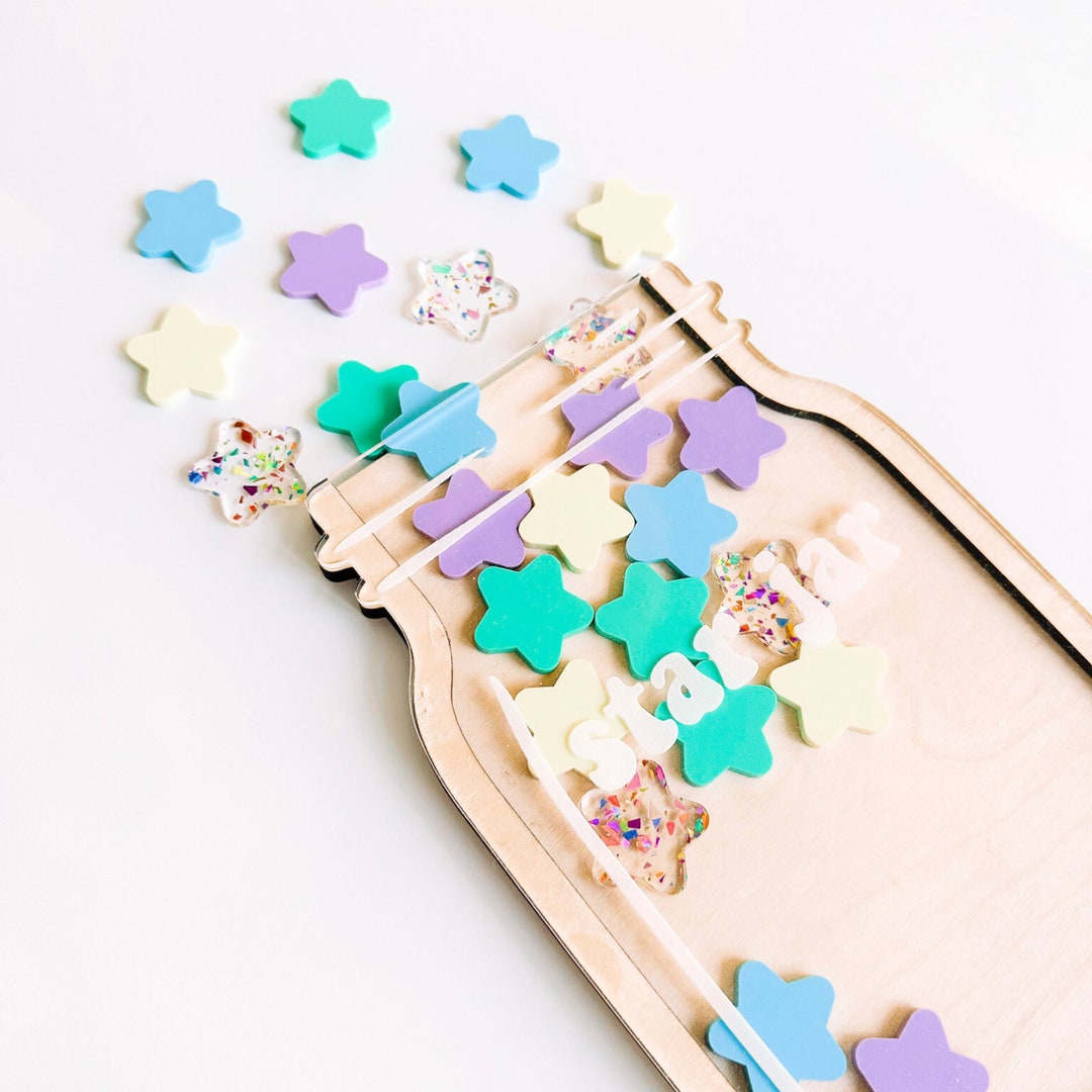 Personalized Star Jar, Reward Jar With Tokens, Mason Reward for Kids ...