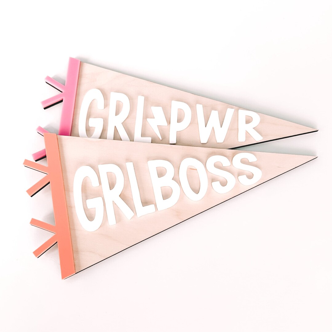 Girl Boss Pennant Sign, Pennant Banner, Girls Mini Shelf Decor, Wooden ...