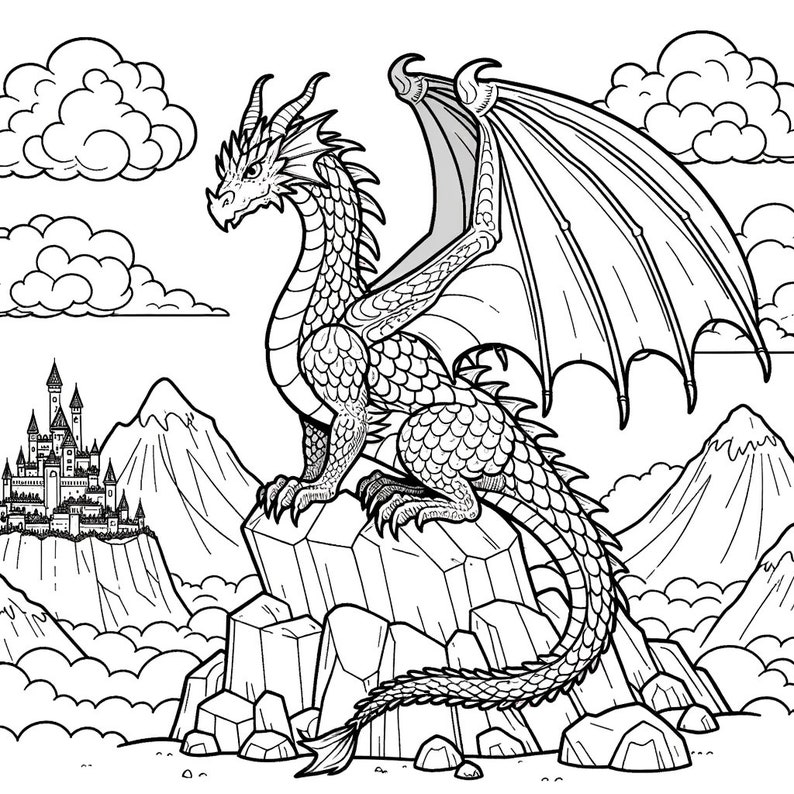 Majestic Dragons Coloring Book - Etsy