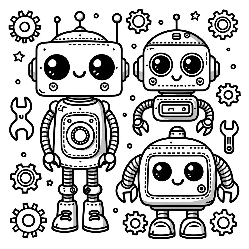 Happy Robots Coloring Book - Etsy