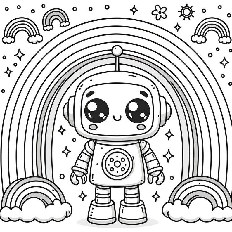 Happy Robots Coloring Book - Etsy