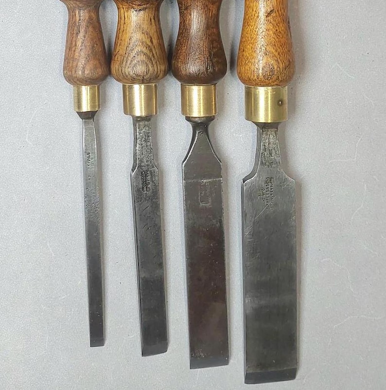 Hand-forged Chisel Set Sheffield Steel (refurbished) With Leather Tool ...