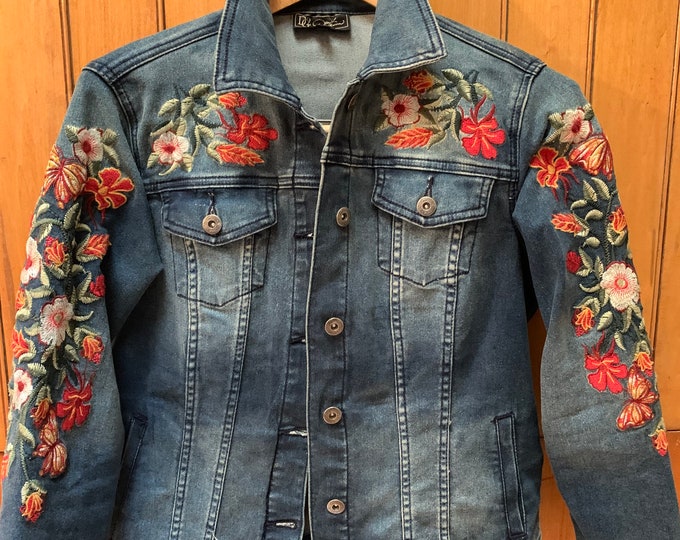 Floral Chic Jean Jacket - Etsy