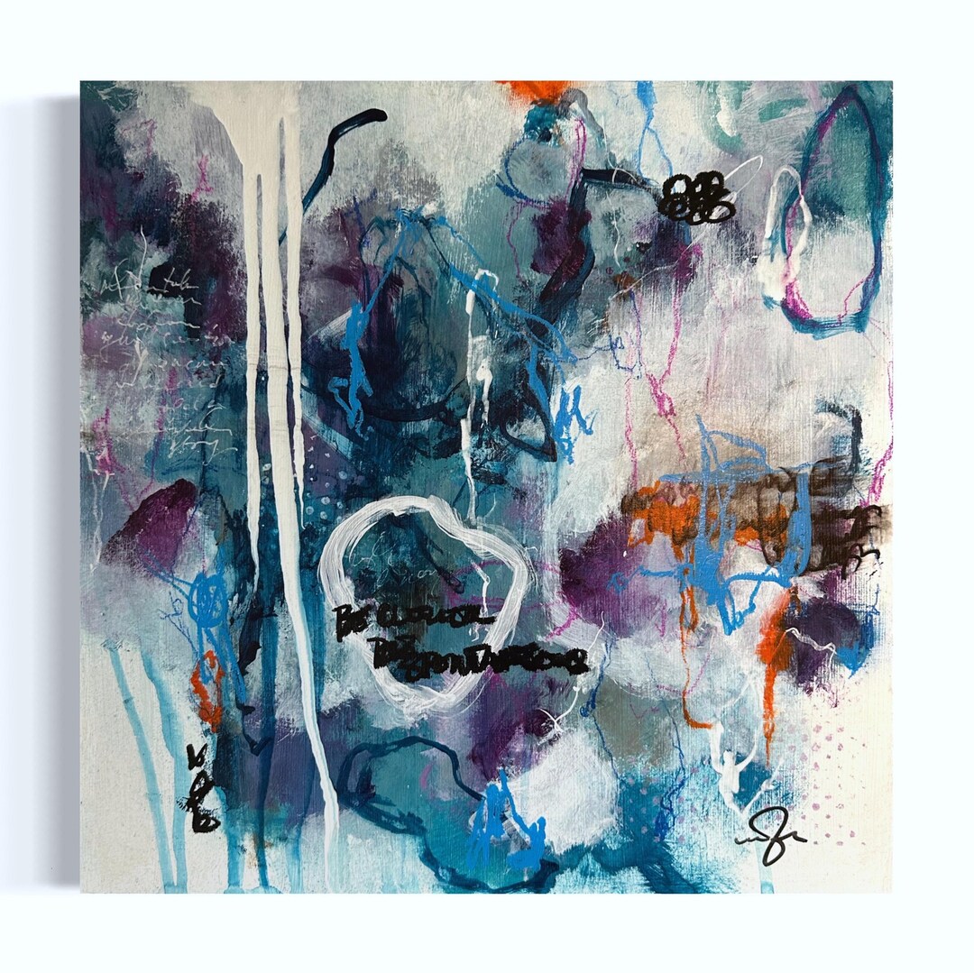 Original Abstract Acrylic Painting on Wood Panel Board • 12x12x1.5 ...