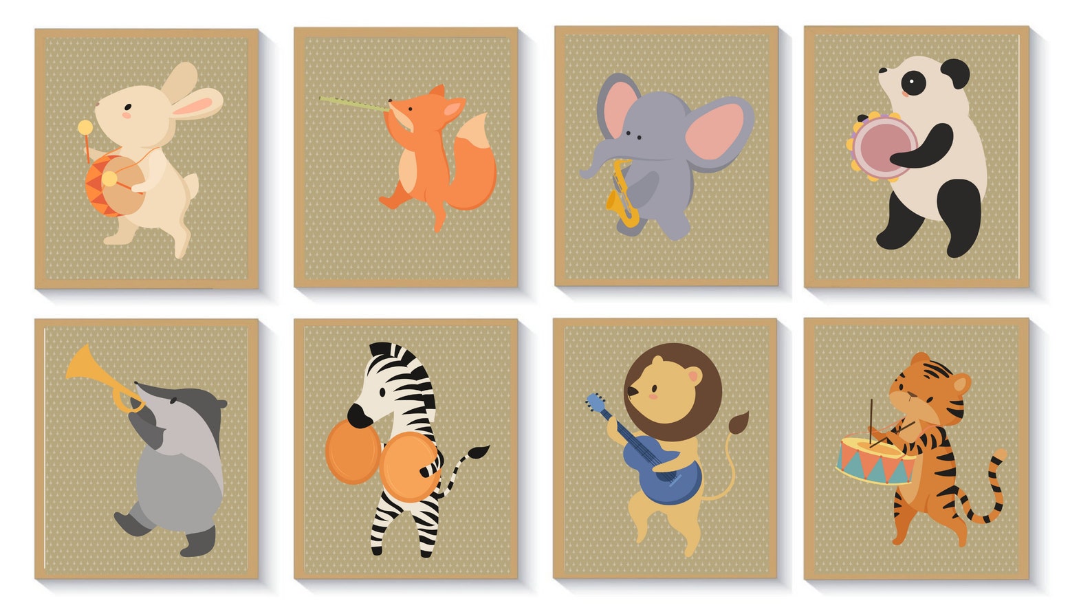 Animals Playing Instruments, Set of 13 Nursery Wall Art, Nursery Prints ...