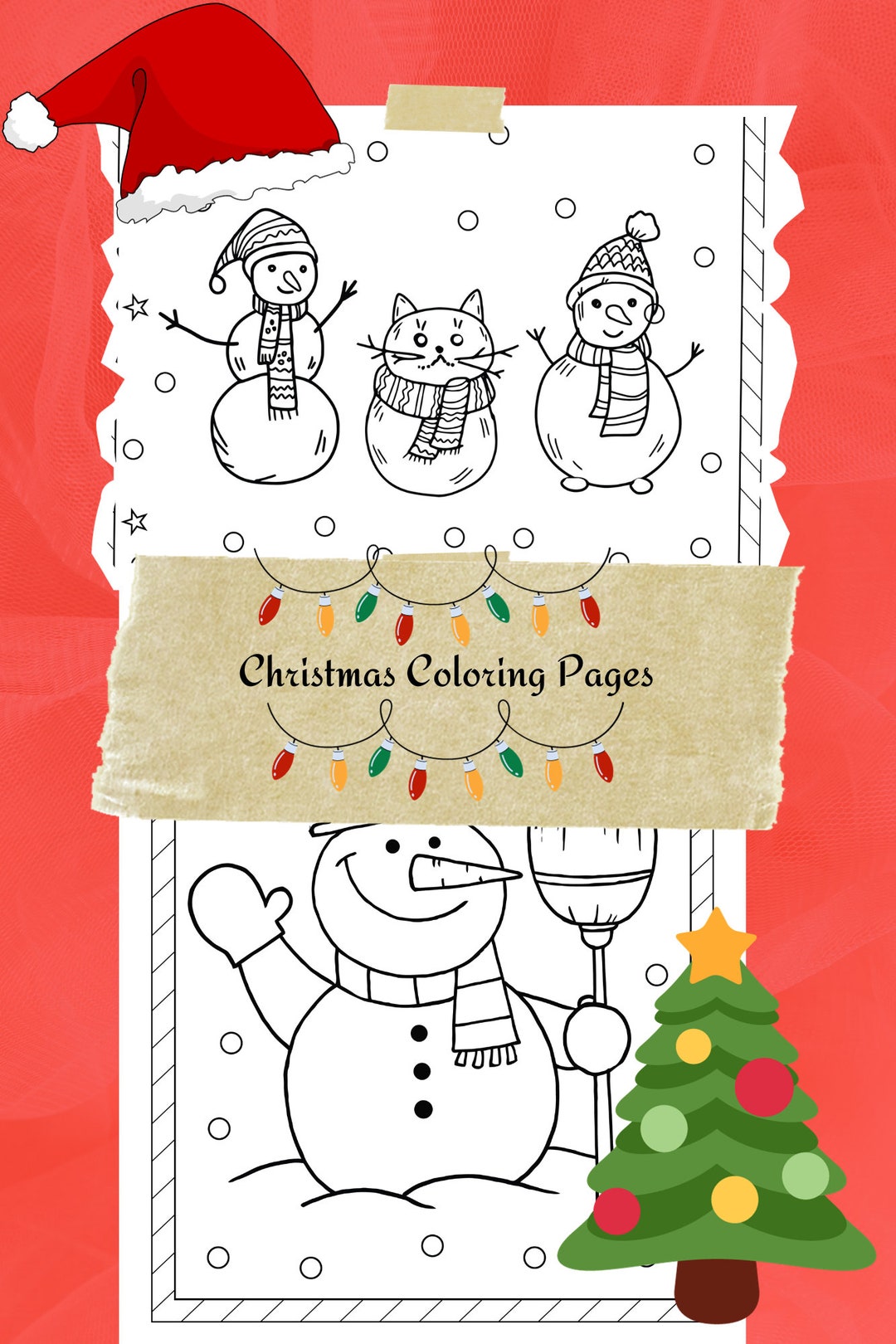 Libro para colorear de Navidad listo para imprimir, dibujos para ...