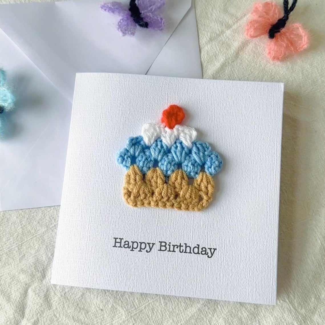 Crochet Birthday Cake Card,personalised Card,handmade,birthday Cake ...
