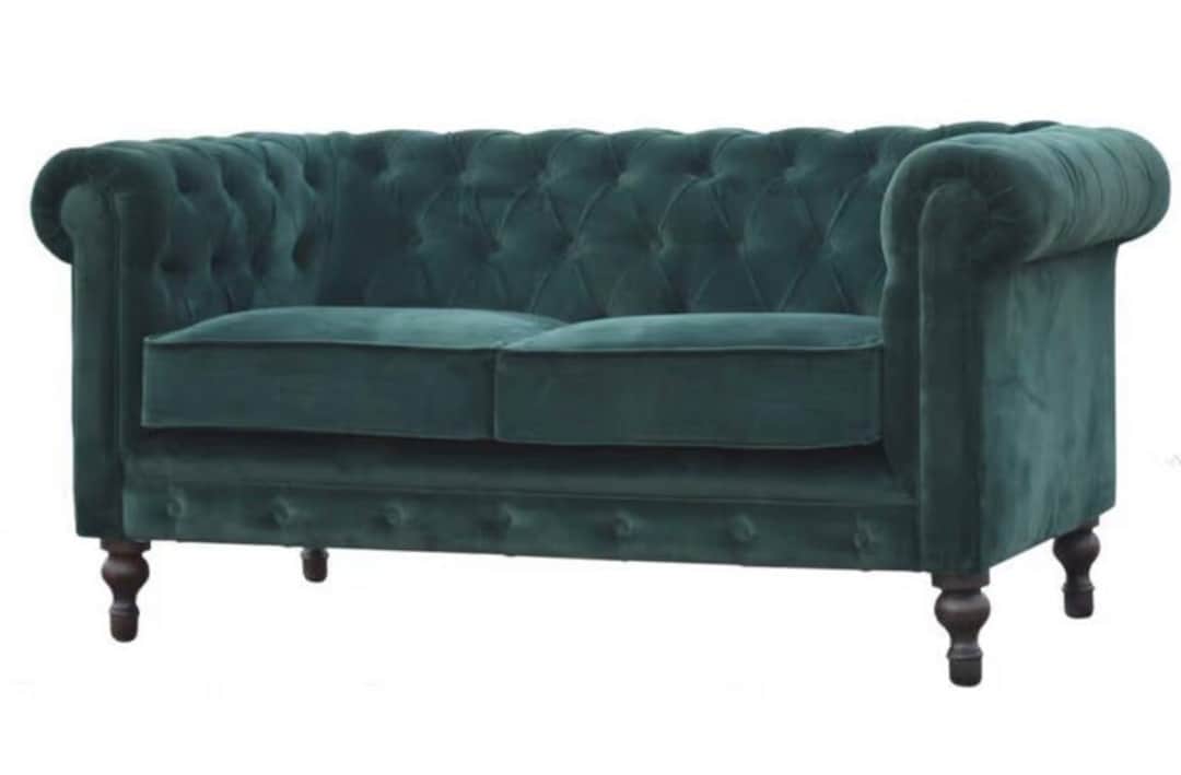 Beautiful Emerald Green Velvet Chesterfield Sofa - Etsy