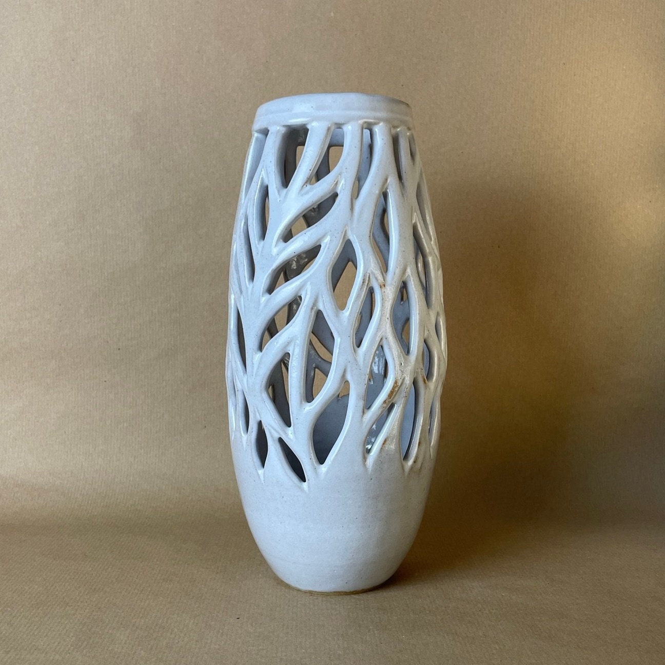 Hand Pierced Carved Ceramic Vase - Etsy
