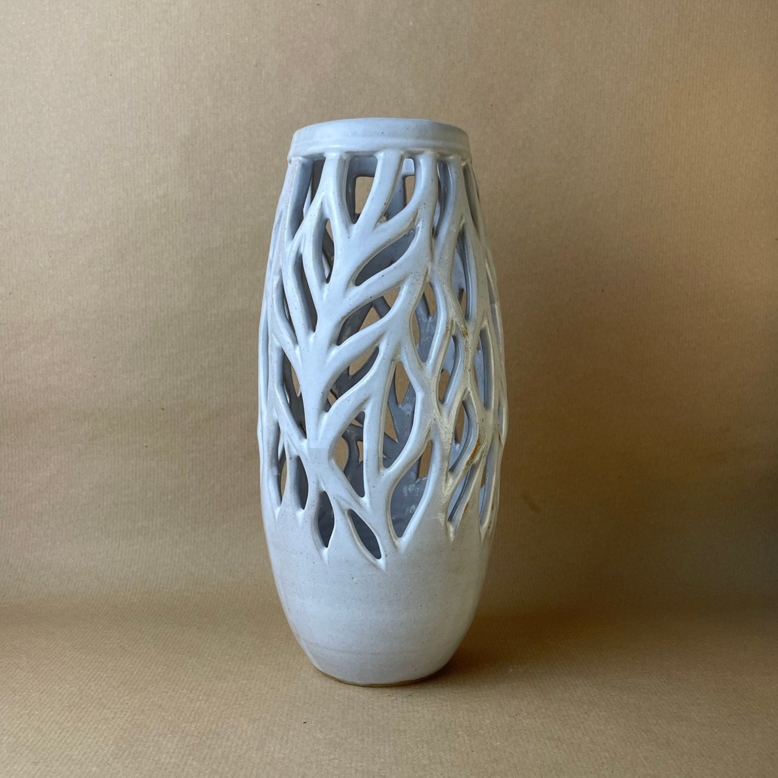 Hand Pierced Carved Ceramic Vase - Etsy