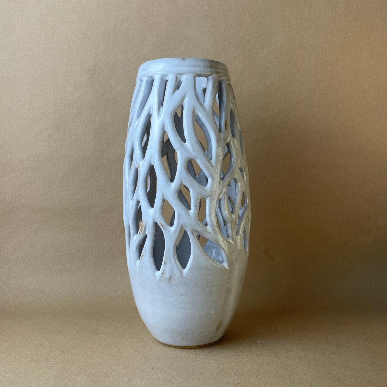 Hand Pierced Carved Ceramic Vase - Etsy