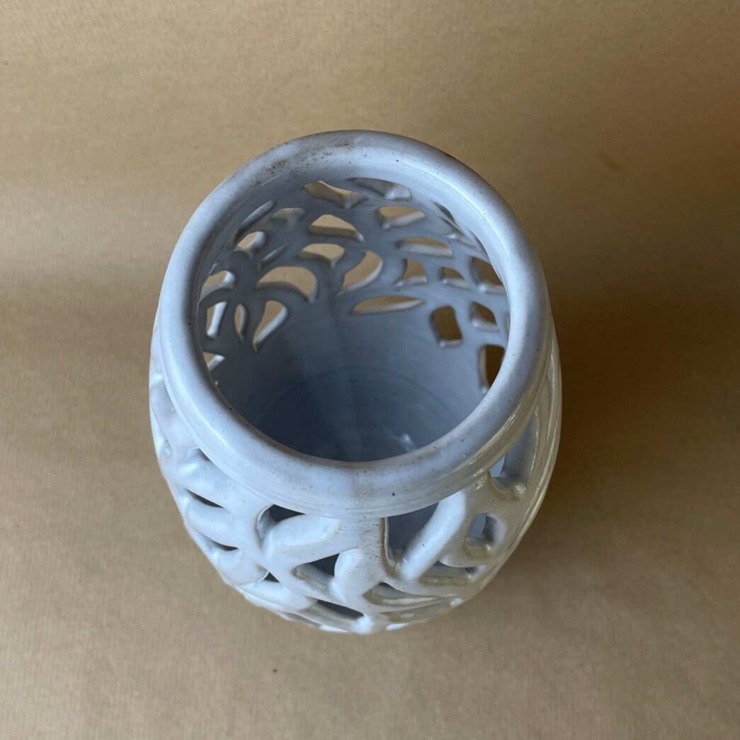 Hand Pierced Carved Ceramic Vase - Etsy