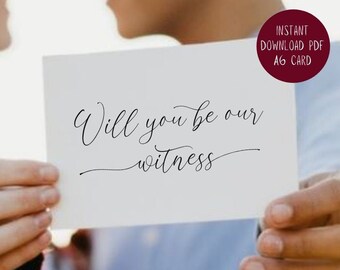 Will You Be Our Witness Card, Wedding Witness Card, Witness Proposal ...