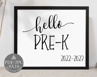 Hello Pre K Sign - Etsy