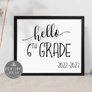 Hello 6th Grade Sign First Day of 6th Grade PRINTABLE - Etsy