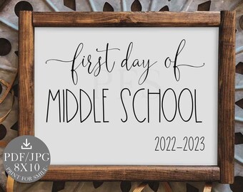 First Day of Middle Sign - Etsy