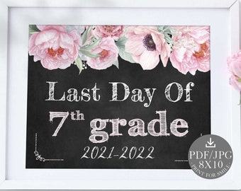 Last Day of 7th Grade Sign Seventh School 2022 Printable | Etsy