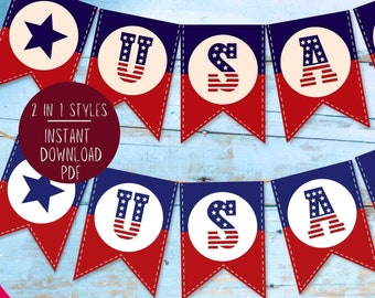 Stars and Stripes Banner Alphabet, America Banner Letters, 4th of July ...