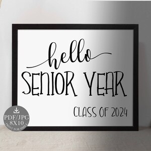 Hello Senior Year Sign First Day of Senior Year PRINTABLE - Etsy