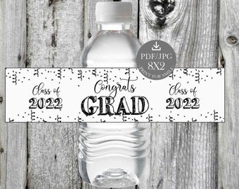 Graduation Water Bottle Labels 2022 Template - Etsy