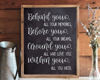 Graduation Gift Sign Wall Decor, Behind You All Your Memories,before You All Your Dreams,around ...