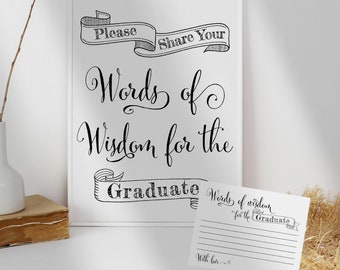 Printable Words of Wisdom for Graduate Cards, Advice for the Graduate ...