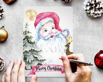 Santa Christmas Card, Digital Download Santa, Christmas Card, Santa ...