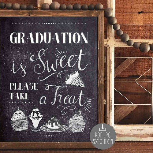 Graduation is Sweet Please Take a Treat Printable Navy Blue - Etsy