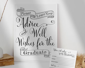 Graduation Sign Printable Sign Printable Grad Party Advice and Wishes ...