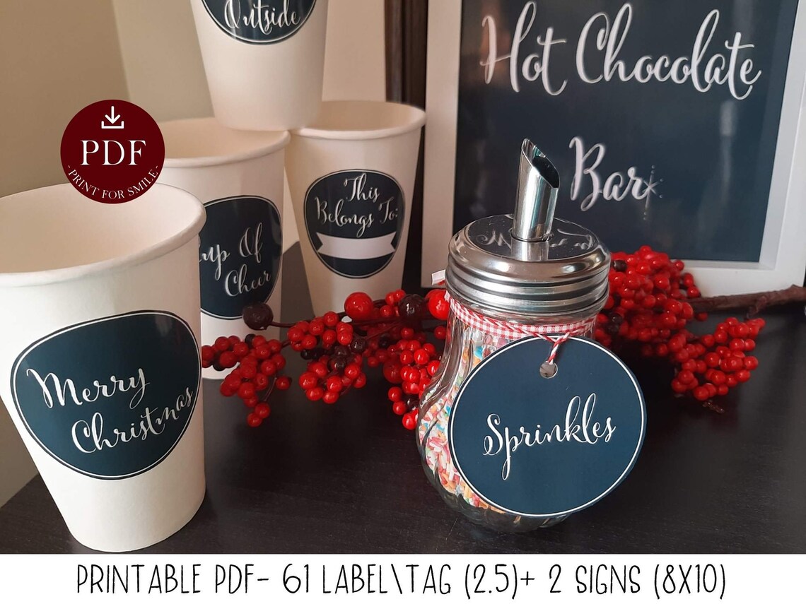 Hot Chocolate Bar Labels Sign PRINTABLE Tags - Etsy