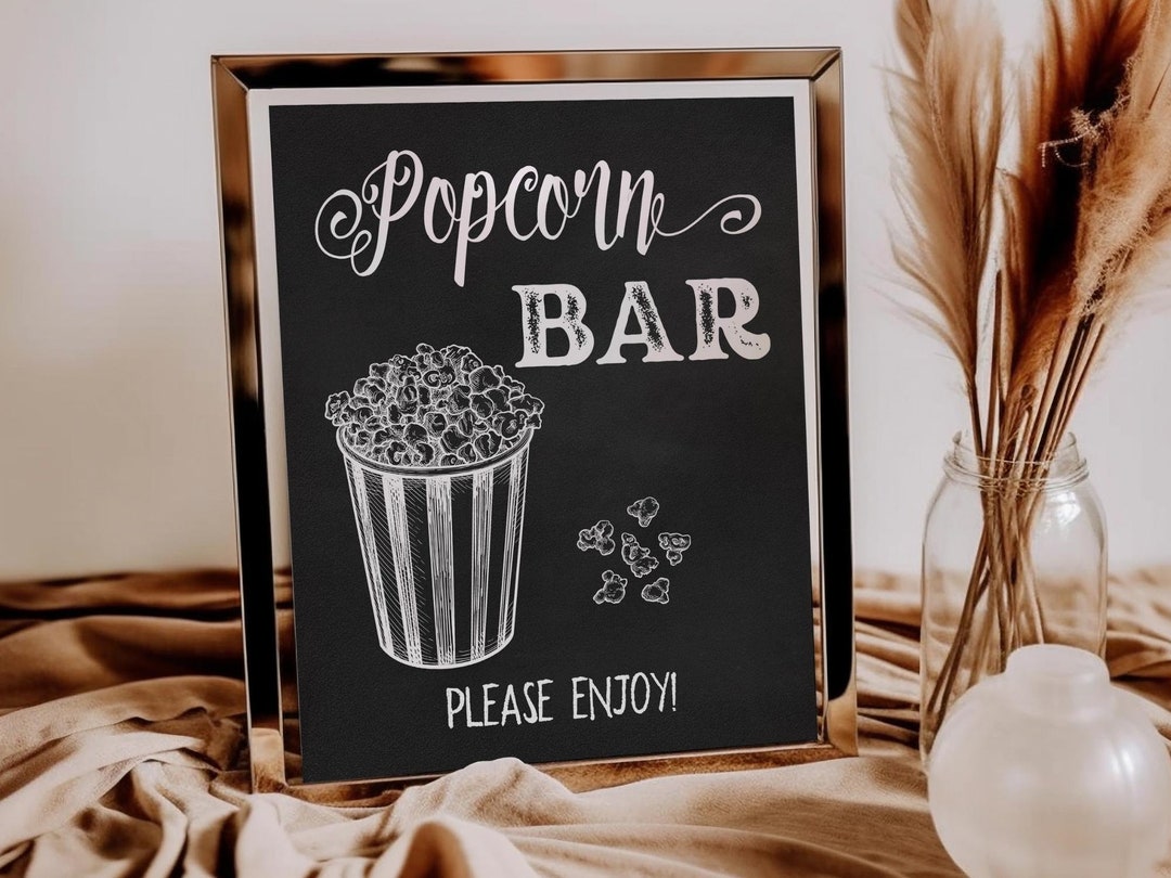 Popcorn Bar Sign PRINTABLE Wedding Party Decorations - Etsy