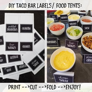Taco Bar Labels, Taco Food Tent Cards PRINTABLE, Graduation Taco Bar ...