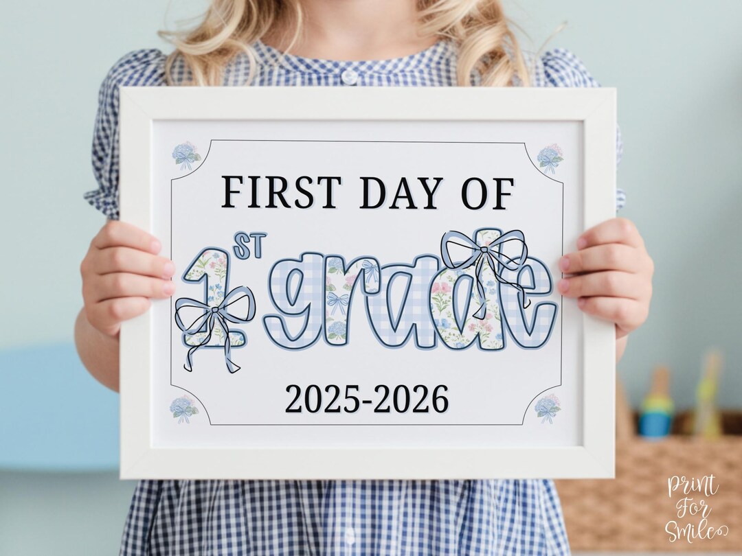 First Day of First Grade Sign 1st Modern Grandmillennial Cute Whimsical ...