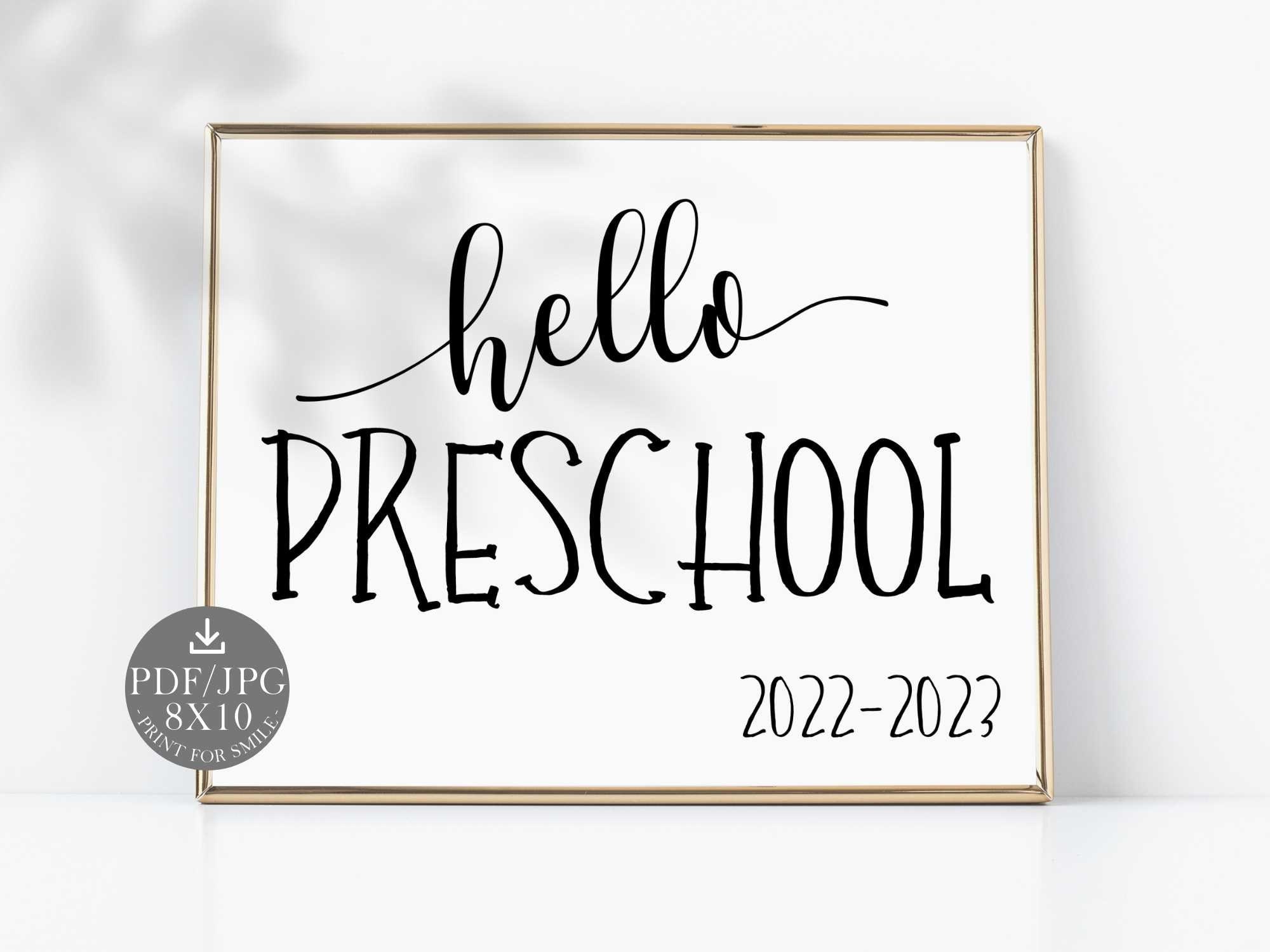 Hello Preschool Sign First Day of Preschool PRINTABLE - Etsy