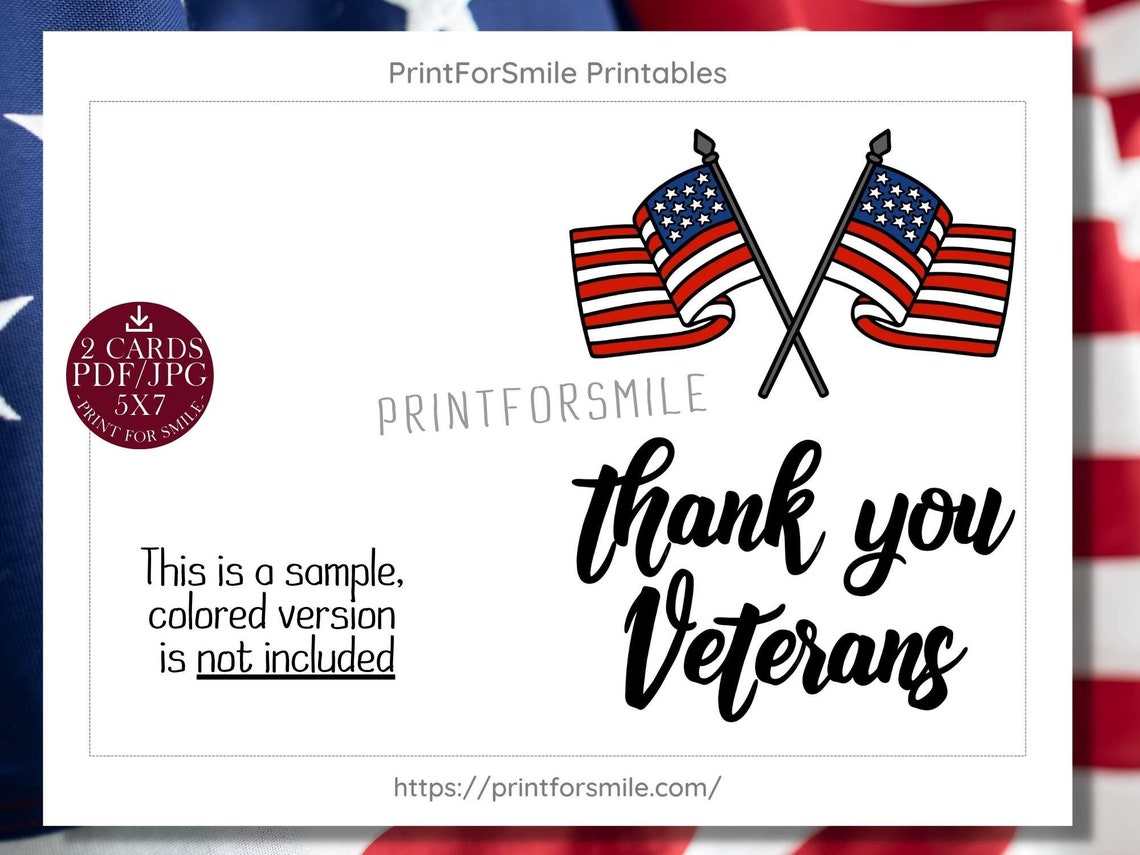 Veterans Day Coloring Card PRINTABLE - Etsy