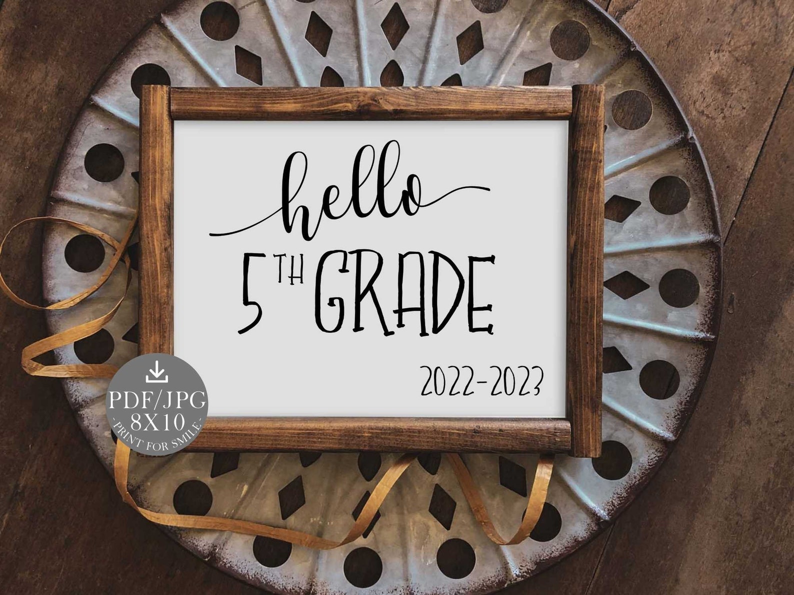 Hello 5th Grade Sign First Day of 5th Grade PRINTABLE | Etsy