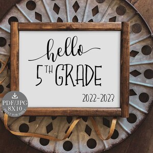 Hello 5th Grade Sign First Day of 5th Grade PRINTABLE | Etsy
