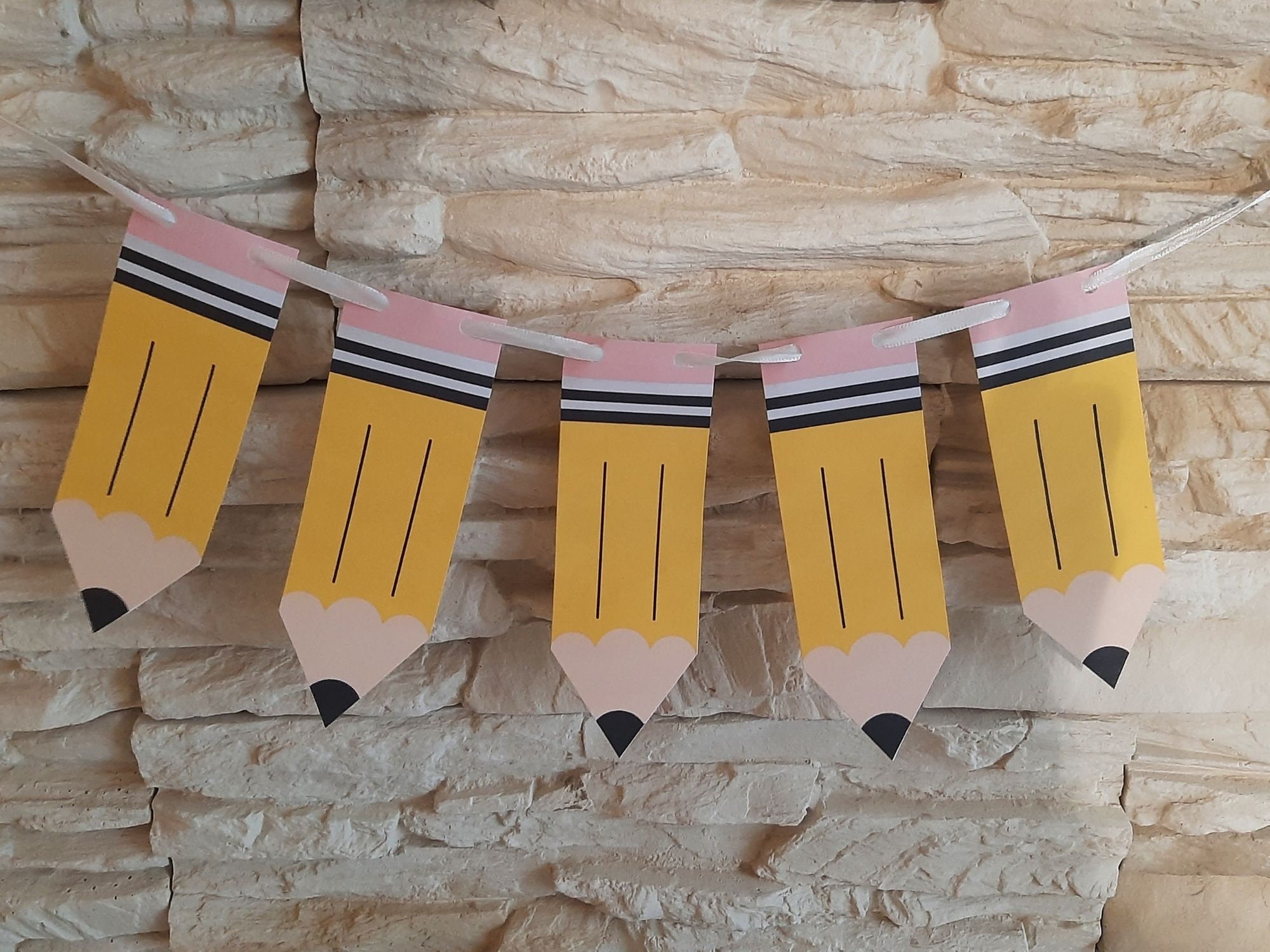 Back to School Pencil Banner, First Day of School Banner, Classroom ...