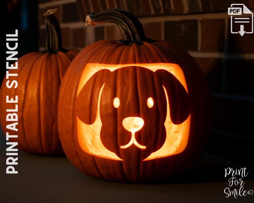 Puppy Pumpkin Carving Stencil Dog Template Halloween PRINTABLE - Etsy