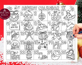 Christmas Coloring Advent Calendar - Printable 8.5x11 PDF Download ...