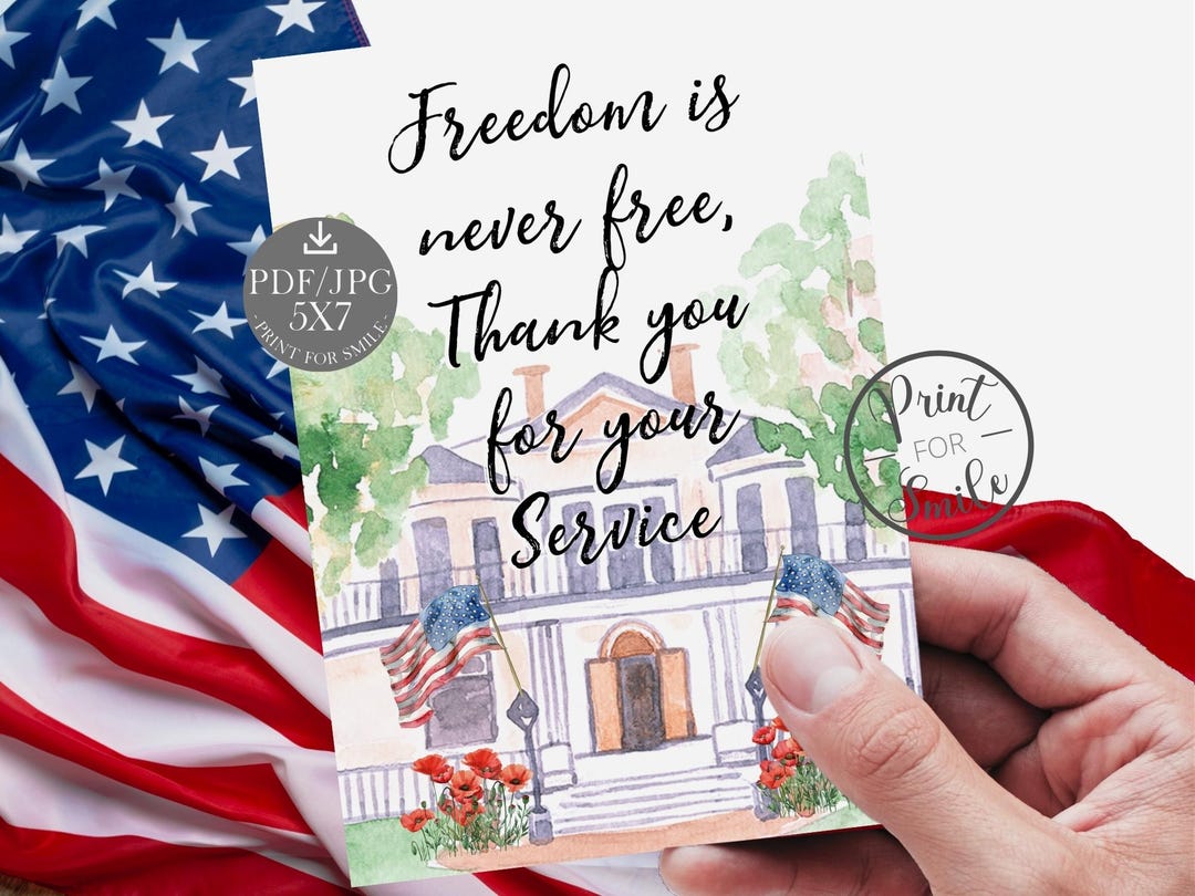 PRINTABLE Veterans Day Card Military Thank You - Etsy
