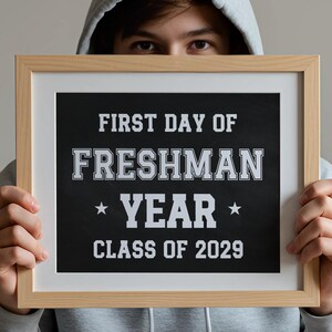 First Day of Freshman Year Sign Boy PRINTABLE Chalkboard Sports Style ...