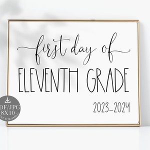 First Day of 11th Grade Sign Eleventh PRINTABLE - Etsy