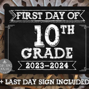 First Day of 10th Grade Sign PRINTABLE Tenth Grade School Sign - Etsy