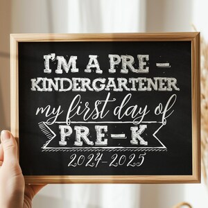 First Day of Pre-k Sign PRINTABLE Pre Kindergarten Chalkboard 1st Day ...