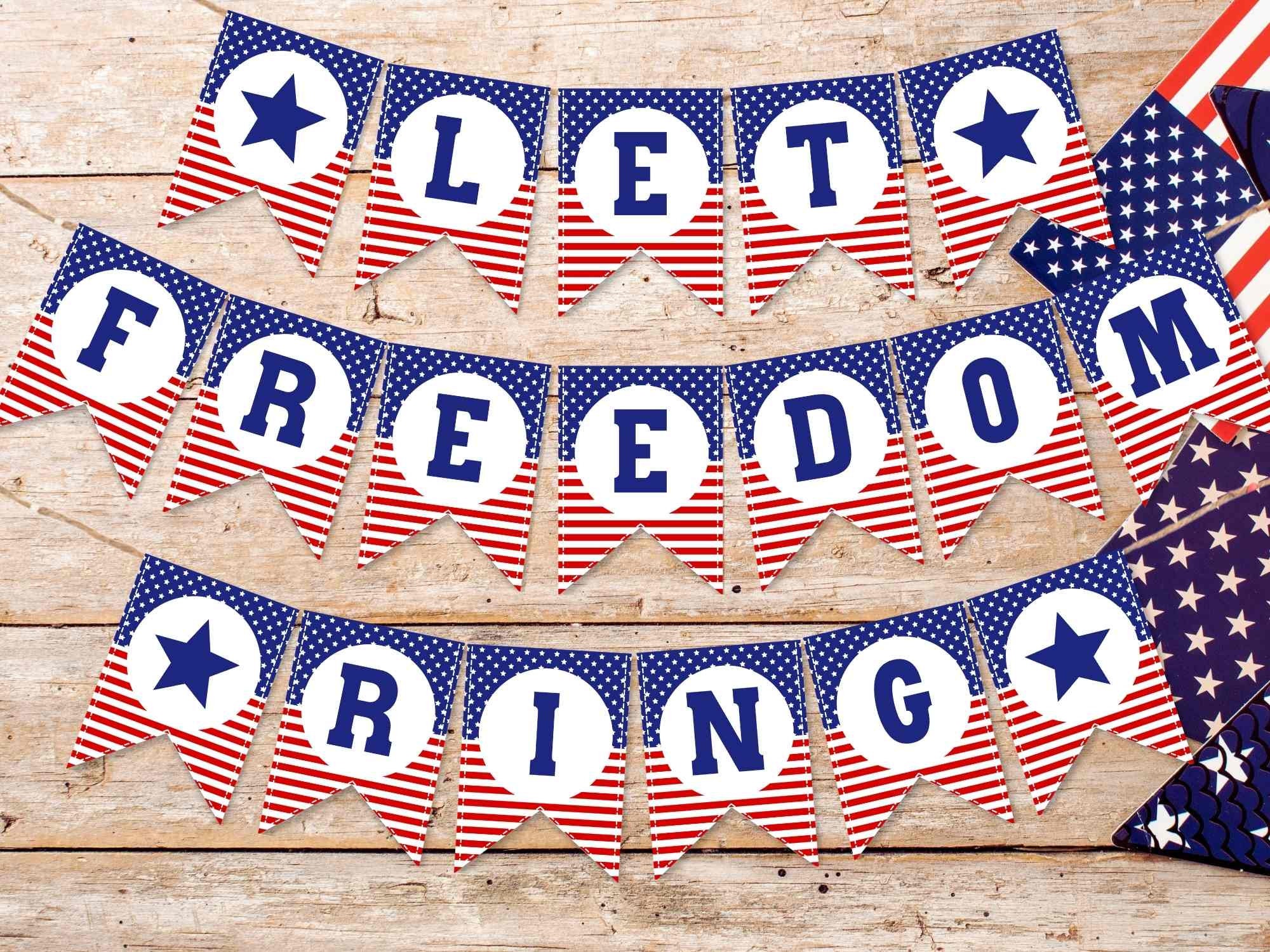 Let Freedom Ring Banner PRINTABLE Patriotic - Etsy