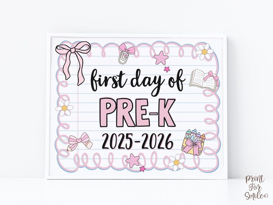 Cute First Day of Pre-k Sign PRINTABLE Prek School Sign Photo Prop ...