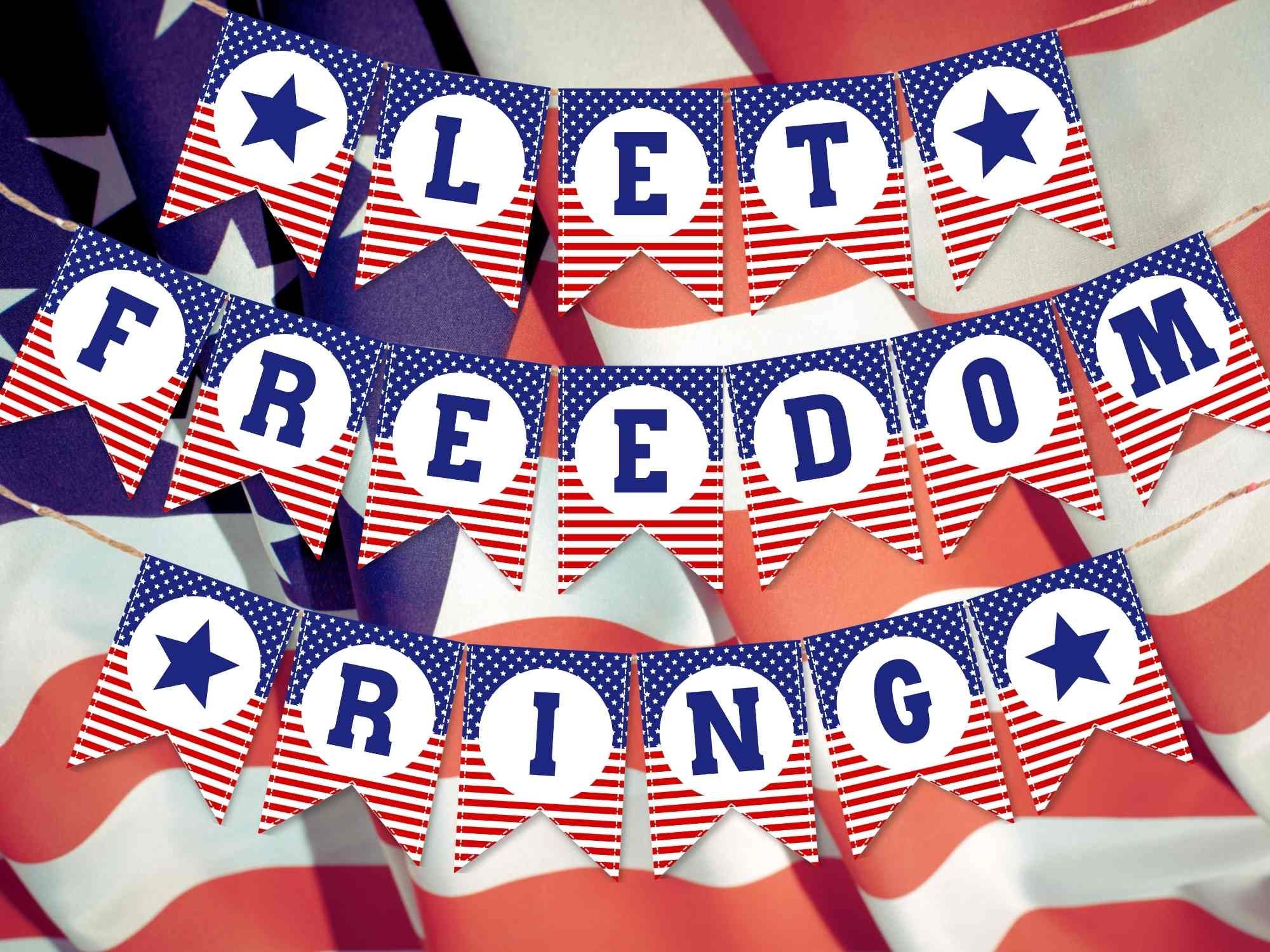 Let Freedom Ring Banner PRINTABLE Patriotic - Etsy