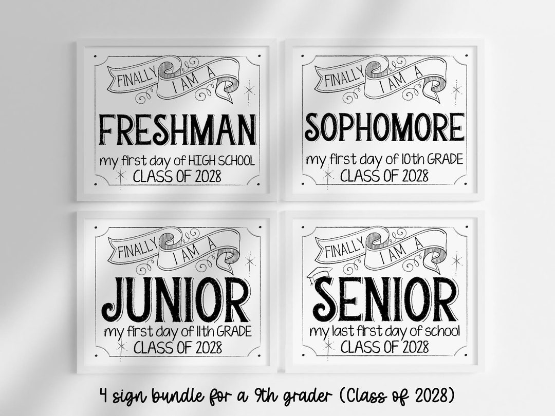 BUNDLE First Day of Freshman Year Sign, Class of 2028, 9th Grade Sign ...